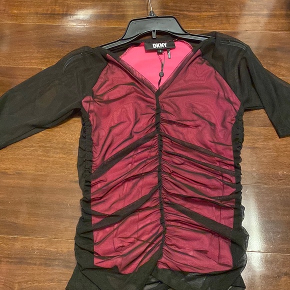 Dkny | Tops | A Brand New Dkny Pink Shirt With Black Mesh Attached Has ...